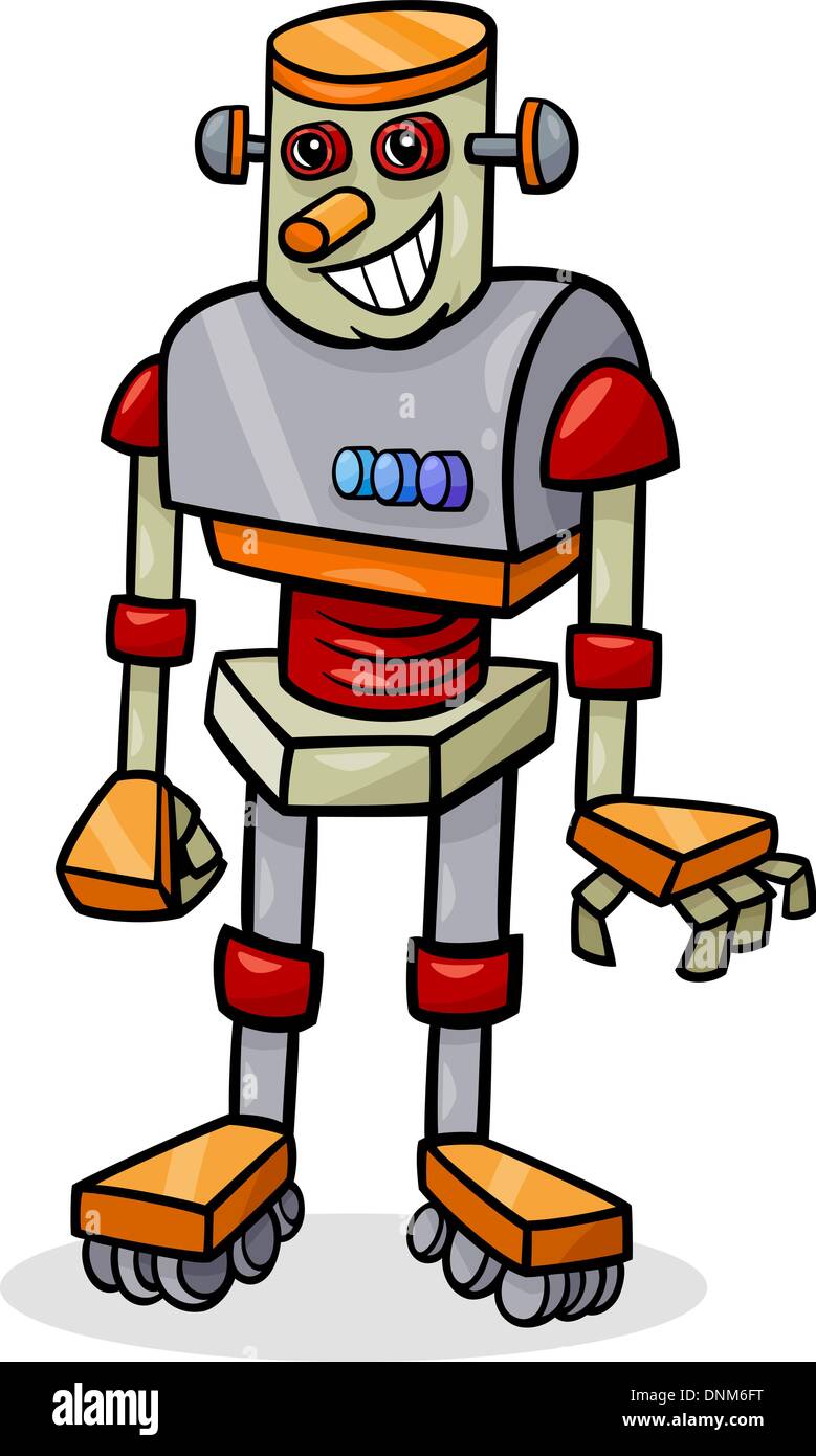 Cartoon Illustration of Cheerful Robot or Droid Stock Vector Image ...