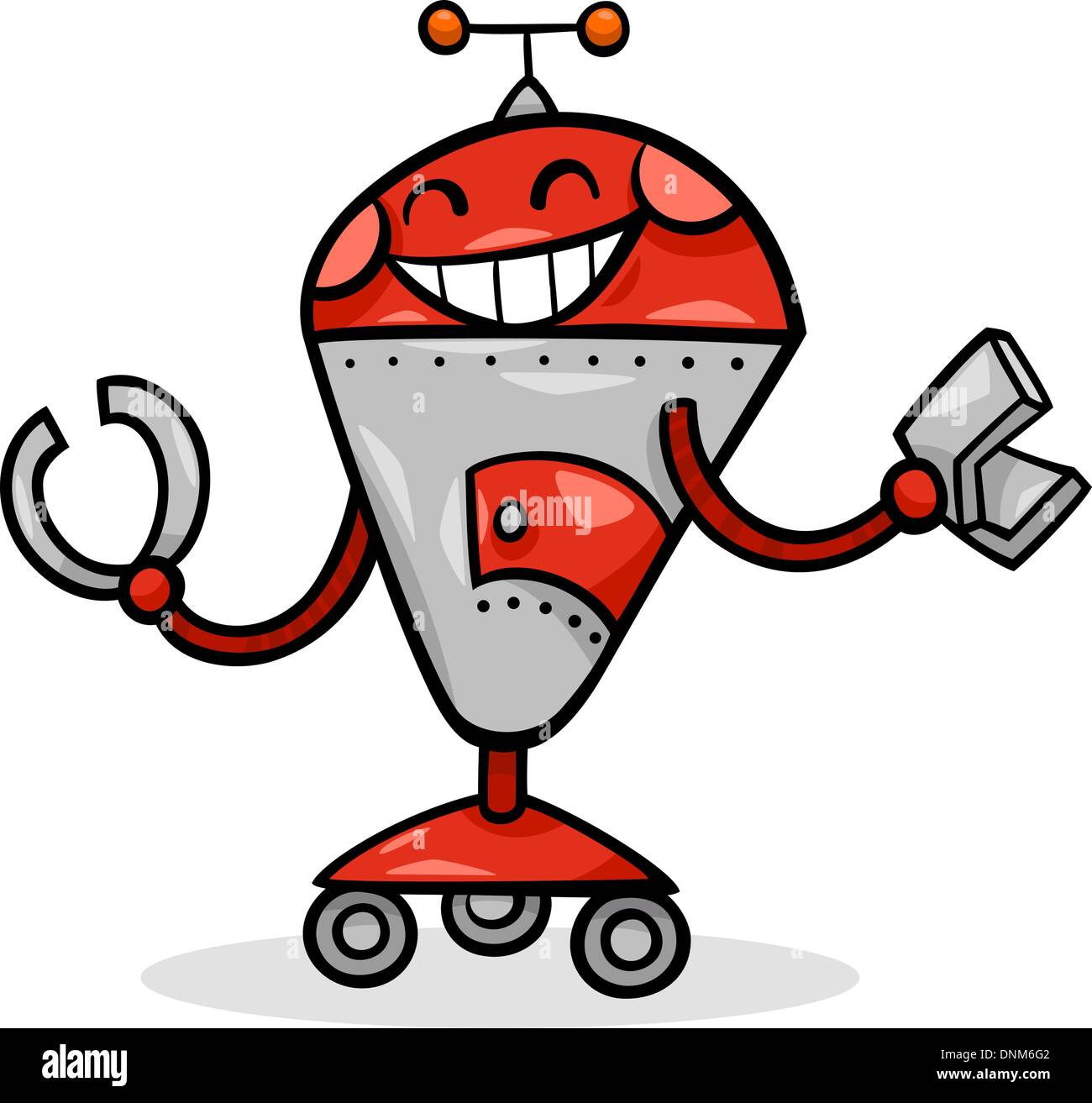 Cartoon Illustration of Happy Robot or Droid Stock Vector Image & Art ...