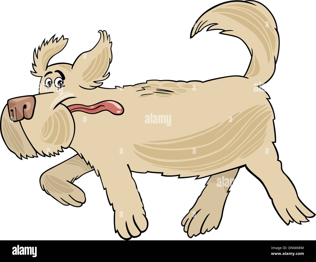 Cartoon Illustration of Funny Running Shaggy Beige Sheepdog Dog Stock ...