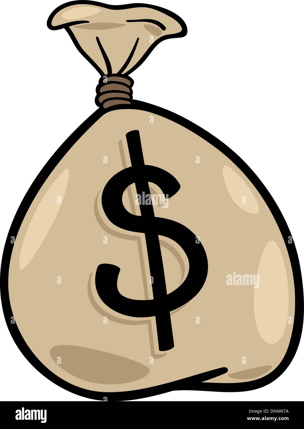 Cartoon Illustration of Sack of Dollars Clip Art Stock Vector Image ...