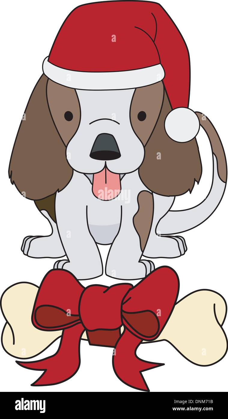 Illustration of gift bone and dog at Christmas Stock Vector Image & Art ...