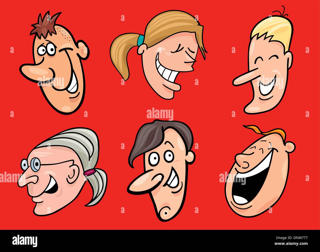 Cartoon illustration of set of happy faces Stock Vector Image & Art - Alamy