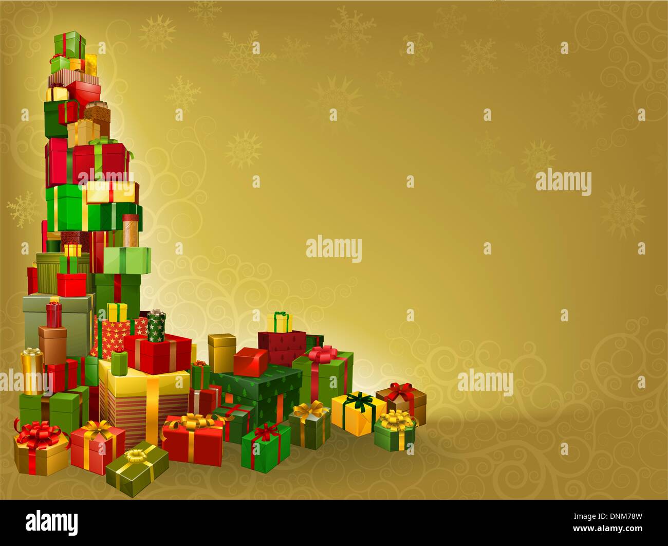 A gold Christmas background with gifts corner element Stock Vector ...