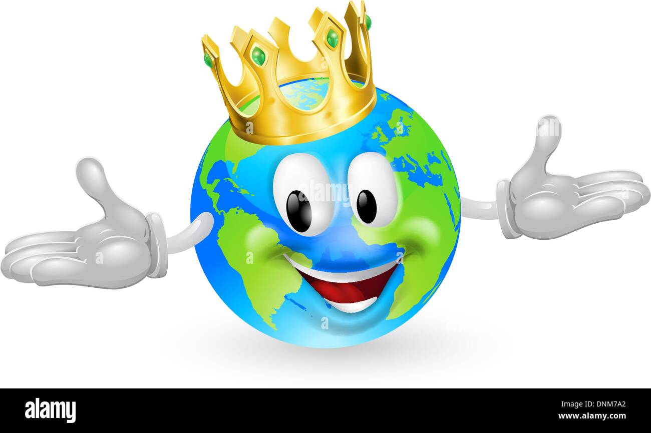 Illustration of a cute happy king of the world mascot man wearing a ...