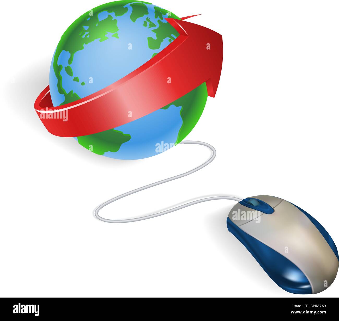 Concept. A mouse connected to a world globe with arrow Stock Vector ...