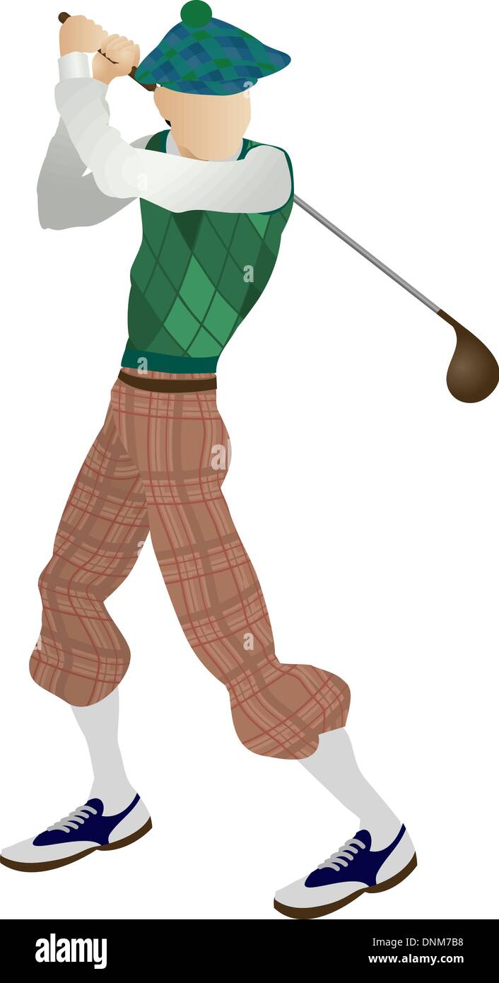 An illustration of a stylised classic golfer teeing off Stock Vector ...
