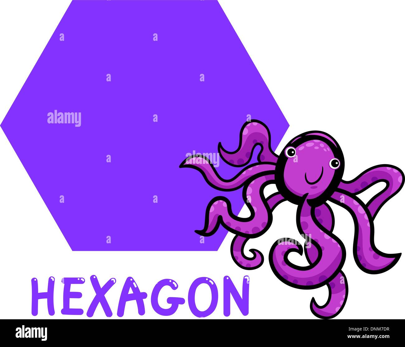 Cartoon Illustration of Hexagon Basic Geometric Shape with Funny ...