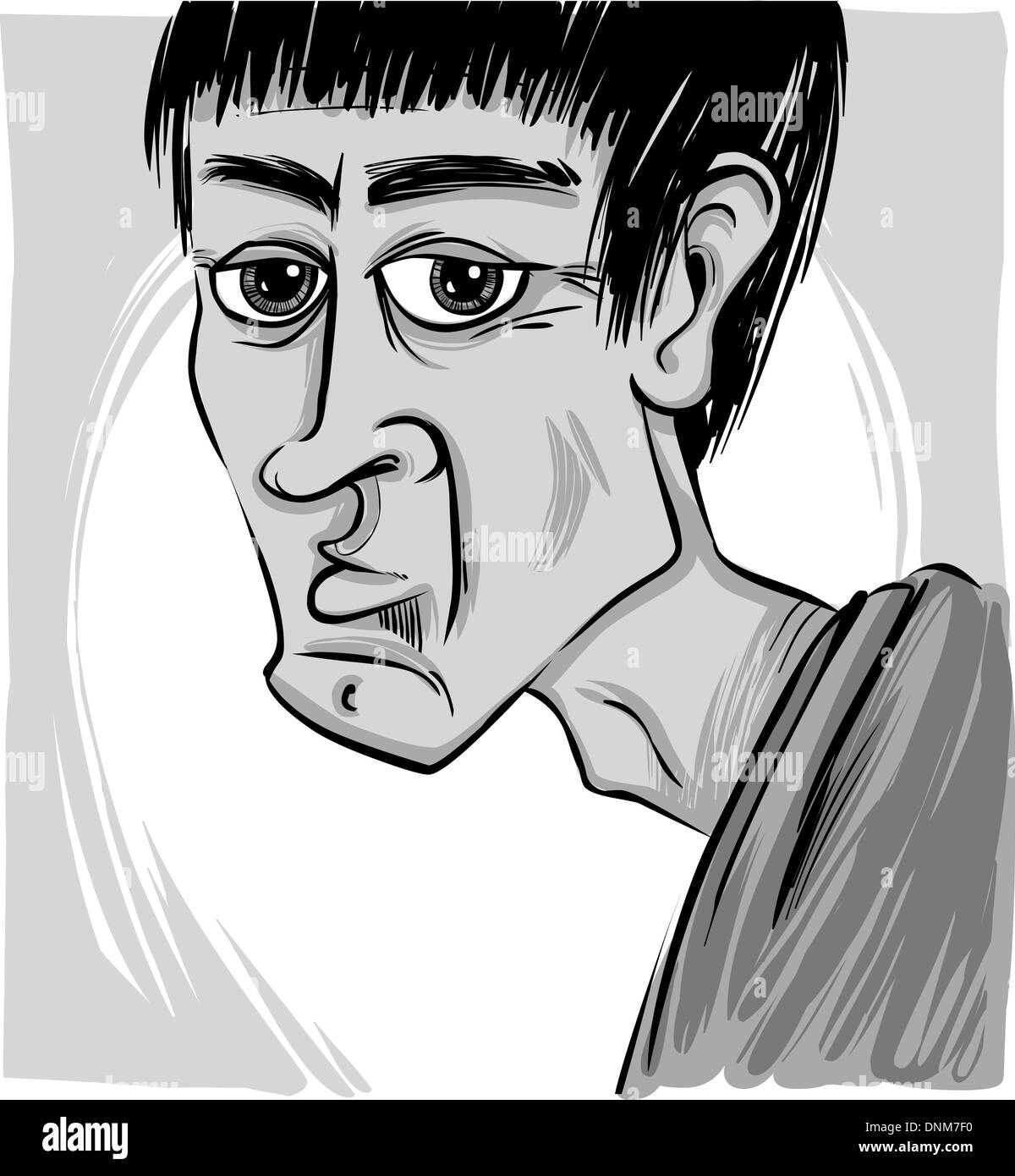 sketch caricature illustration of young man face Stock Vector Image ...