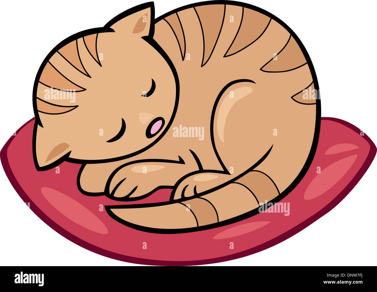 Cartoon illustration of sleeping kitten Stock Vector Image & Art - Alamy