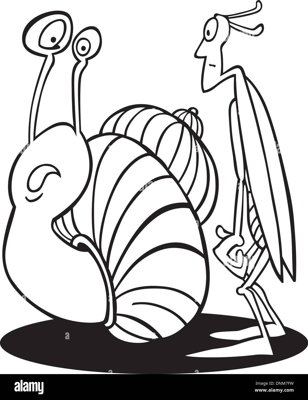 illustration of Snail and Grasshopper for coloring book Stock Vector ...