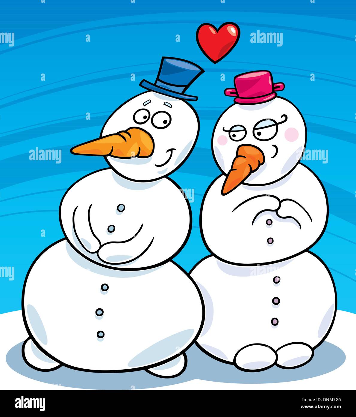 cartoon illustration of snowman couple in love Stock Vector Image & Art ...