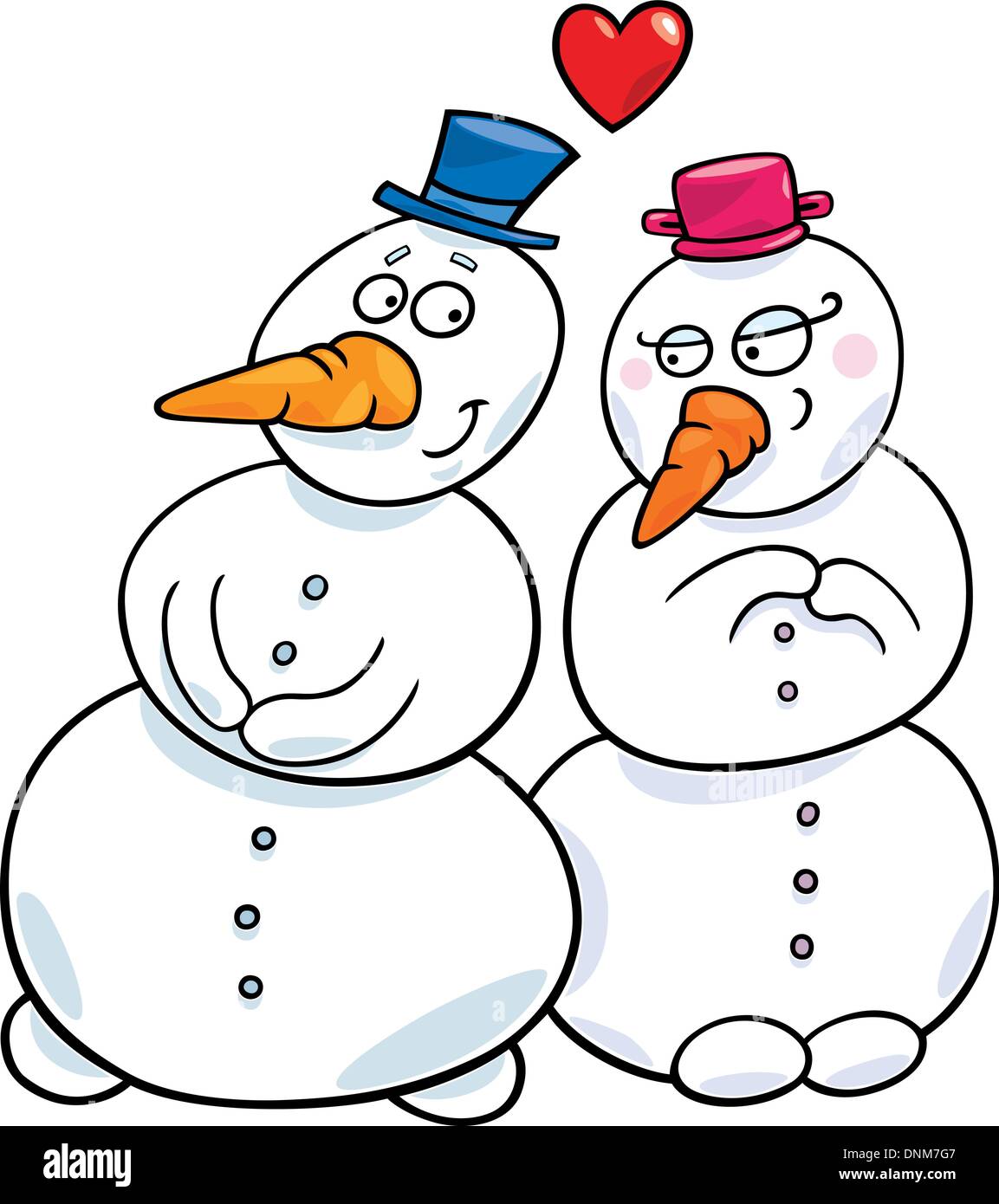 cartoon illustration of snowman couple in love Stock Vector Image & Art ...