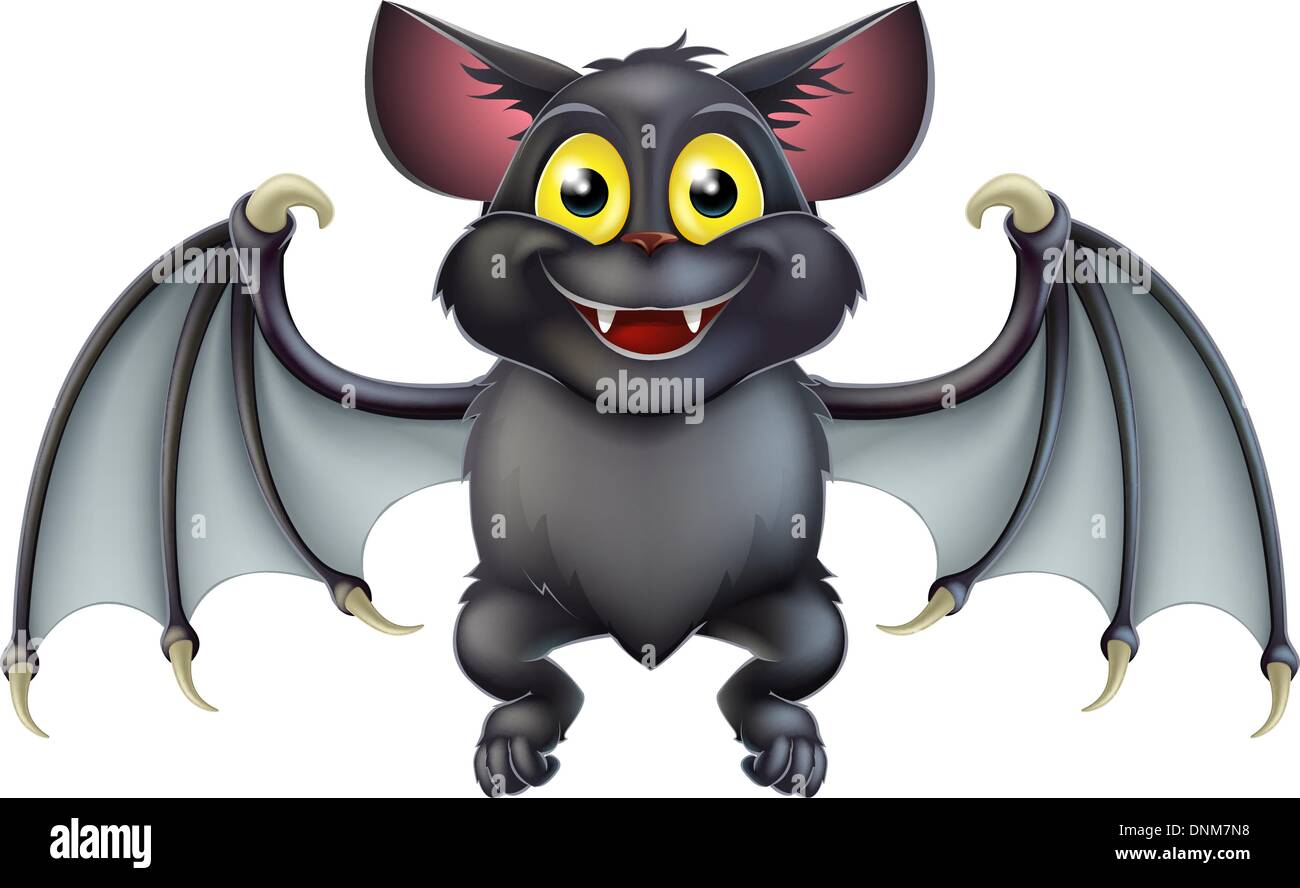 An illustration of a cute happy cartoon Halloween bat character Stock ...