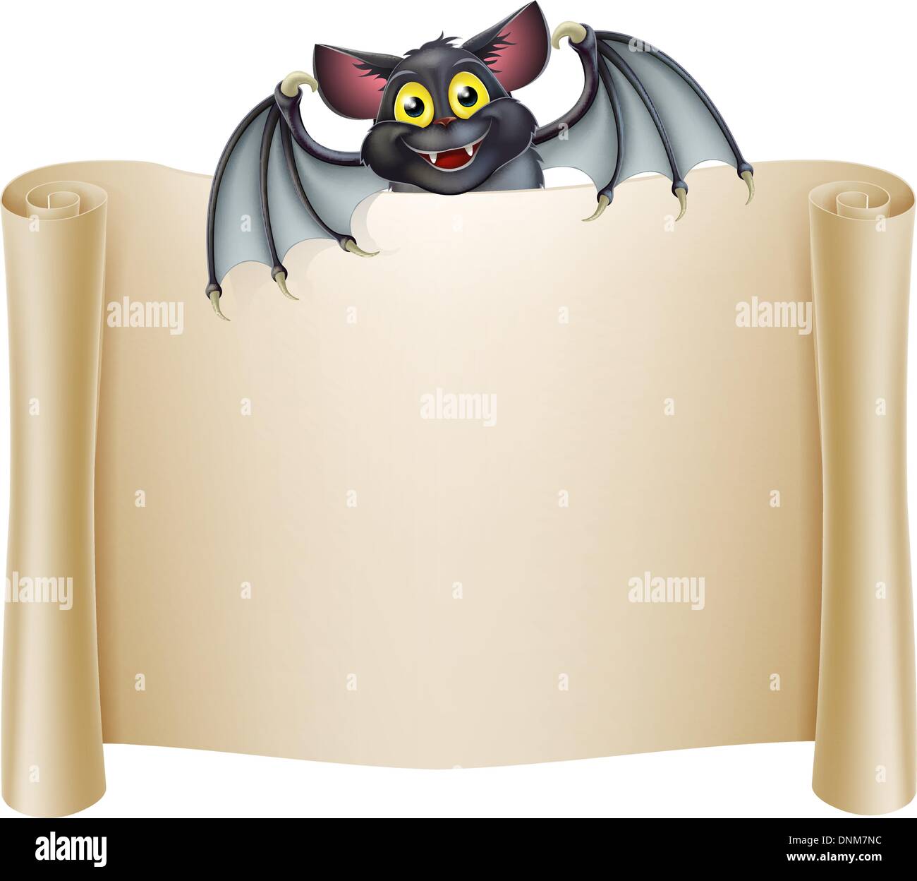 Halloween bat banner with a bat cartoon character above the banner ...