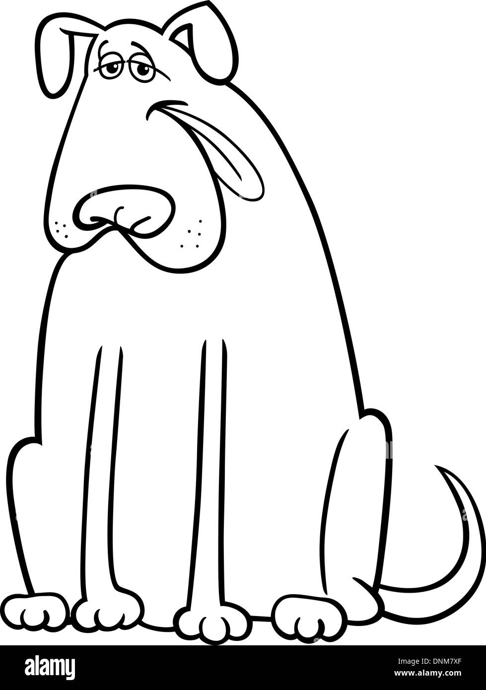 Cartoon Illustration of Funny Big Dog for Coloring Book Stock Vector ...