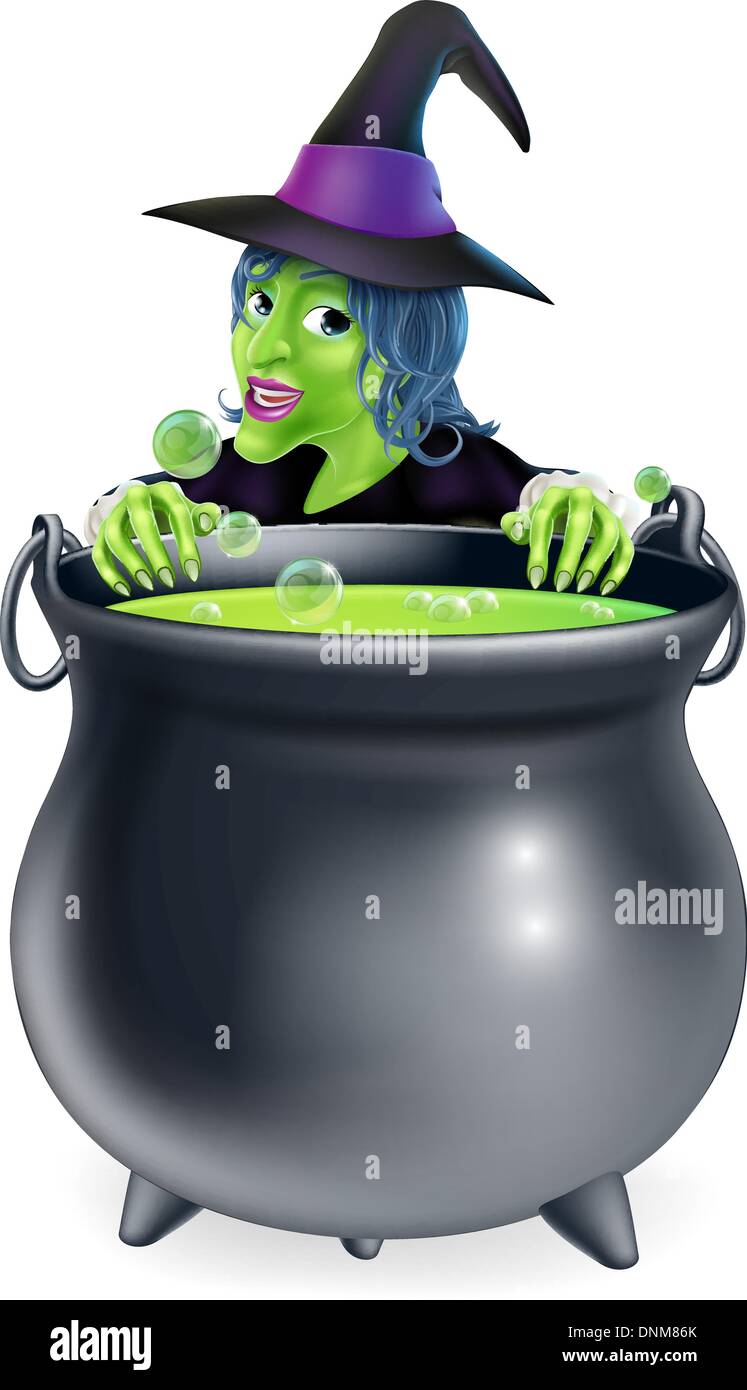 Cartoon witch character peeking over hi-res stock photography and ...