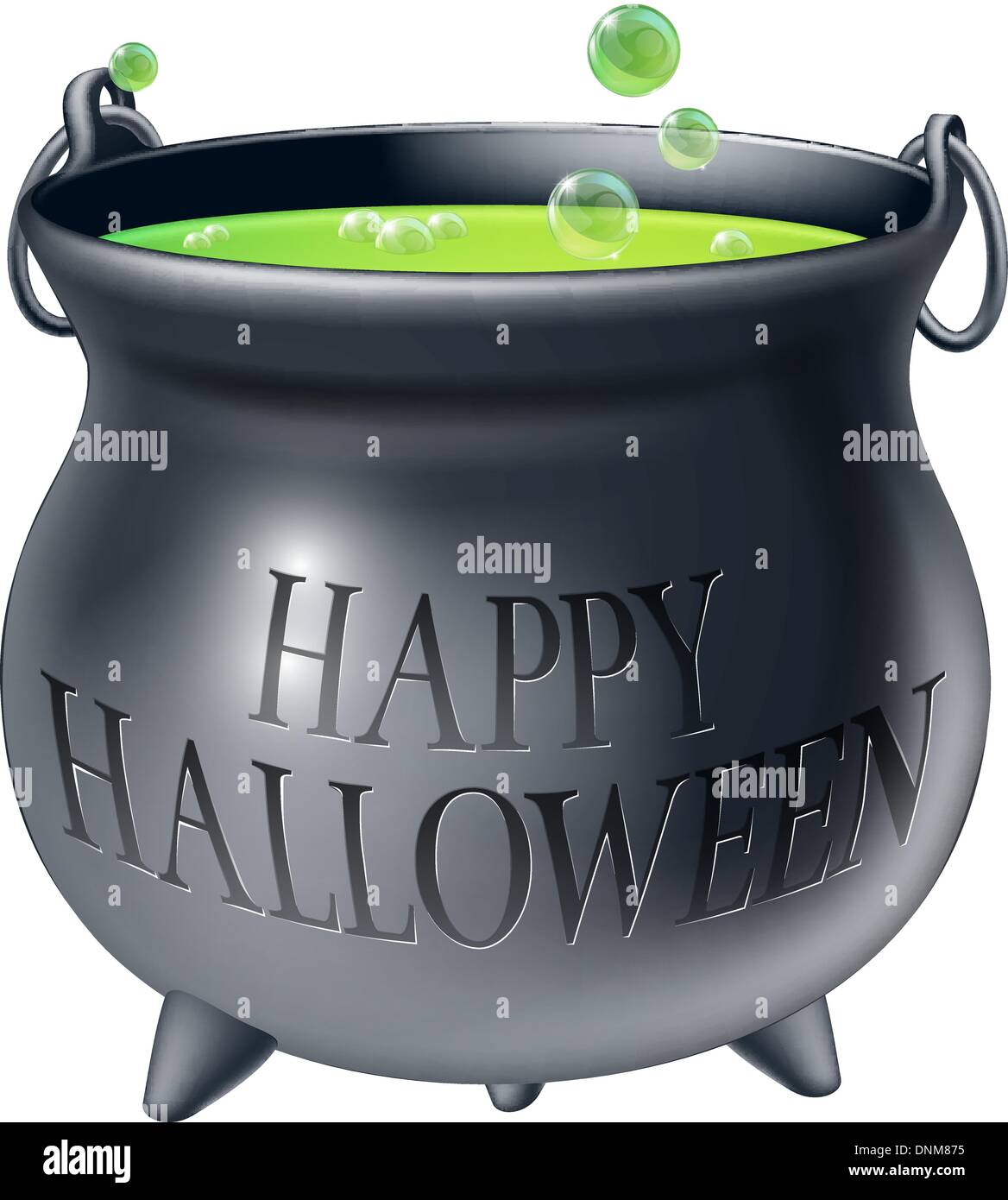 Cartoon Halloween witch's cauldron with green bubbling witch's brew in ...