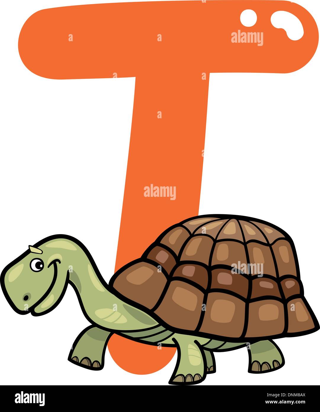 cartoon illustration of T letter for turtle Stock Vector Image & Art ...