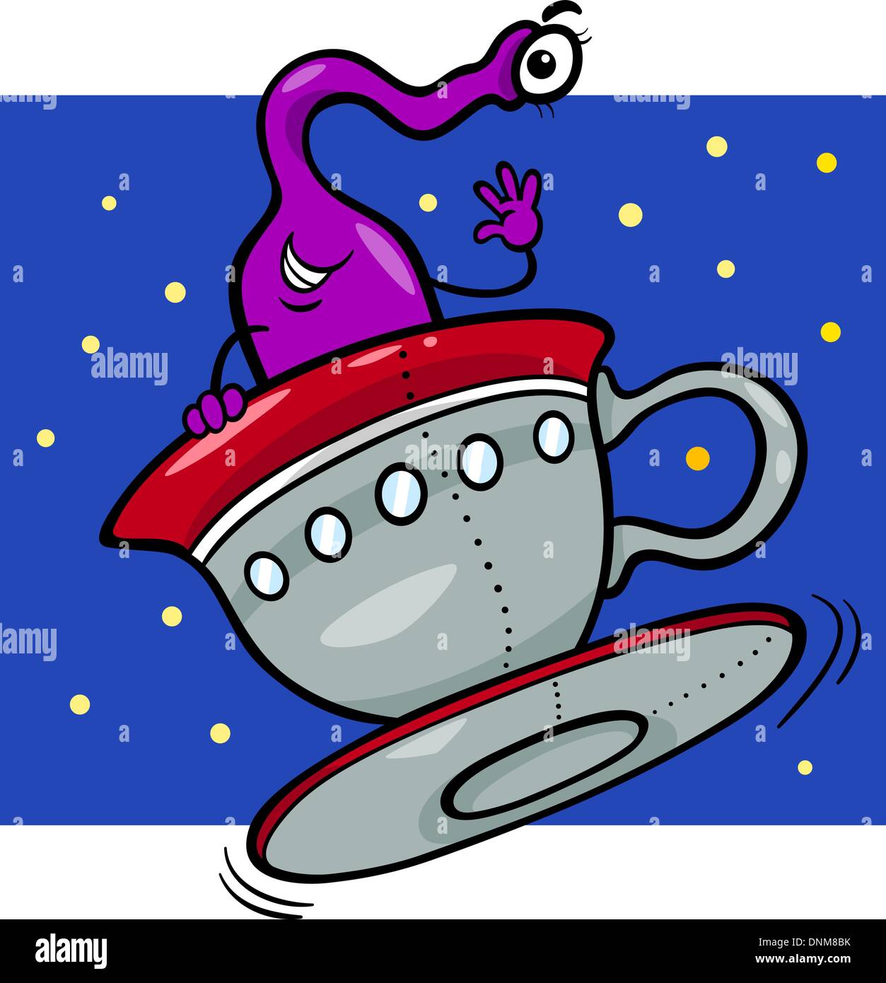 Cartoon Illustration Funny Alien Spaceship Stock Photos & Cartoon ...