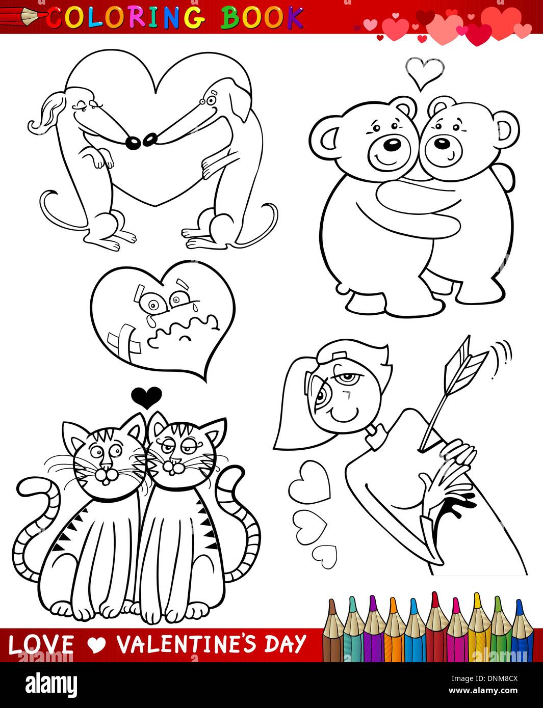 Valentines Day and Love Themes Collection Set of Black and White ...