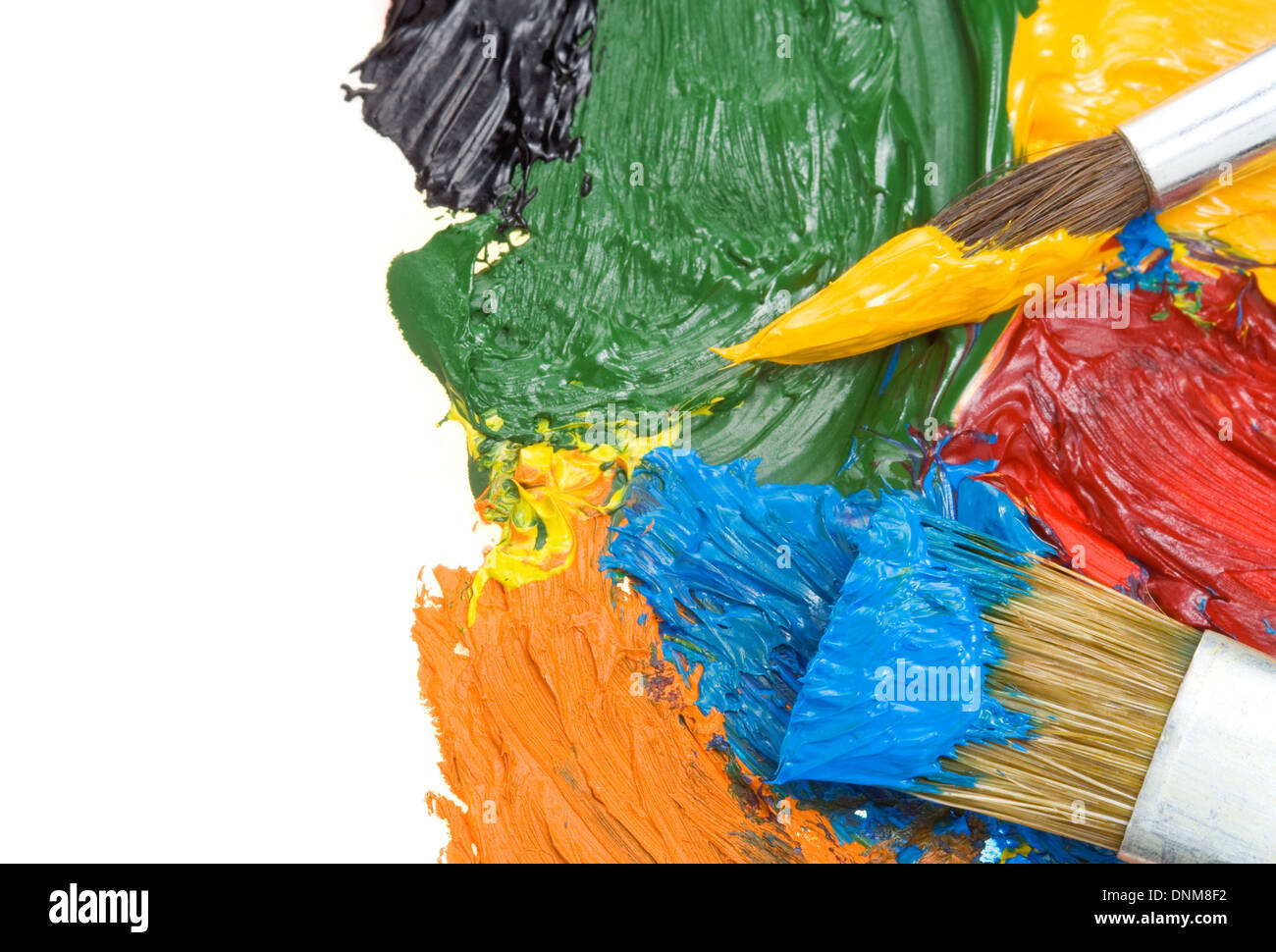 brush and oil paint isolated on white background Stock Photo - Alamy