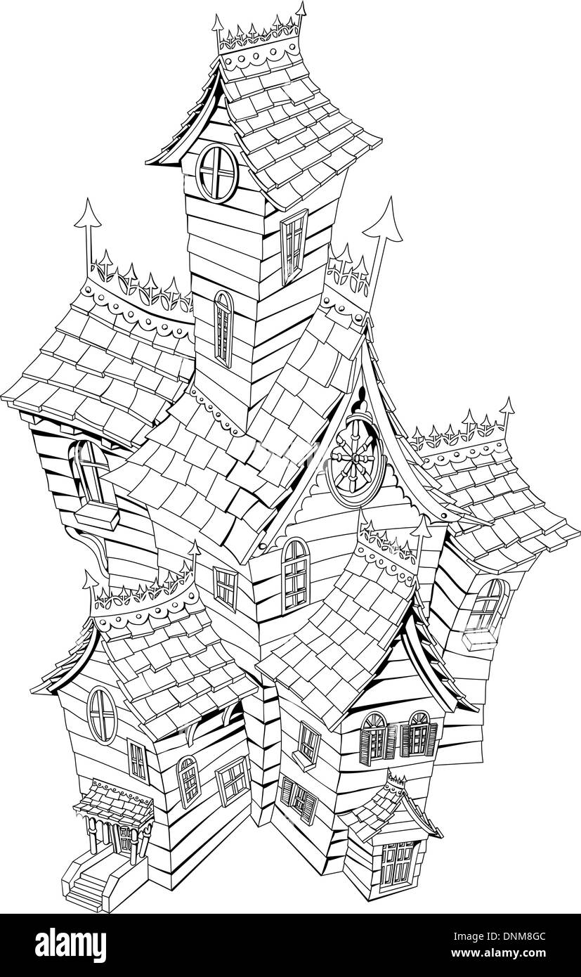 Illustration house design american Black and White Stock Photos ...