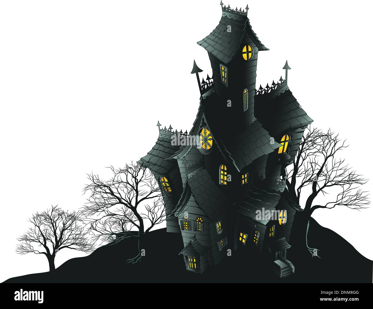 Haunted Halloween House Clipart With Trees