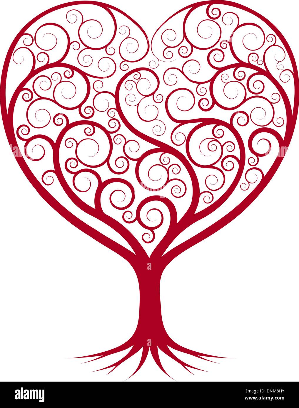Abstract tree illustration with the branches growing into a heart shape ...