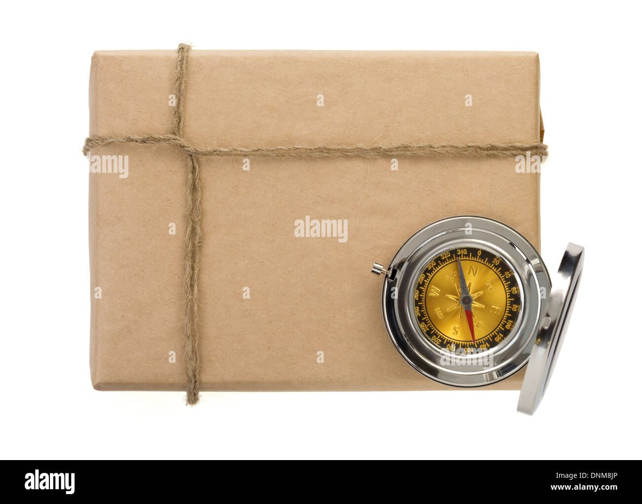 parcel wrapped packaged box isolated on white background Stock Photo ...