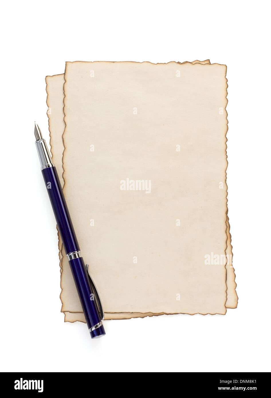 ink pen on paper parchment isolated at white background Stock Photo - Alamy
