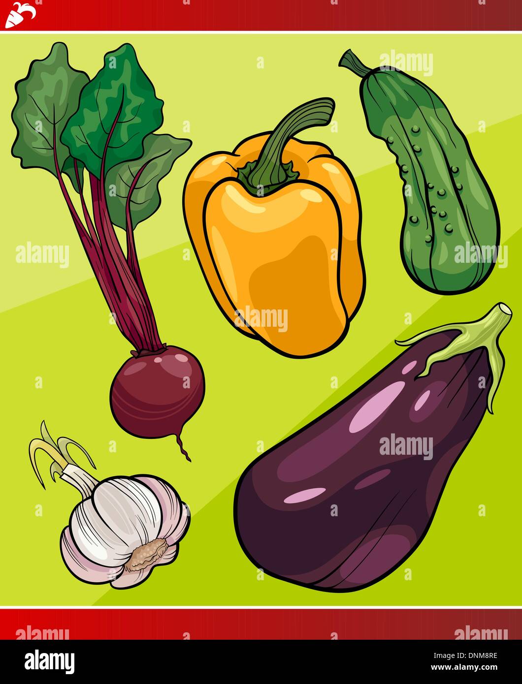 Cartoon Illustration of Vegetables Vegetarian Food Object Set Stock ...