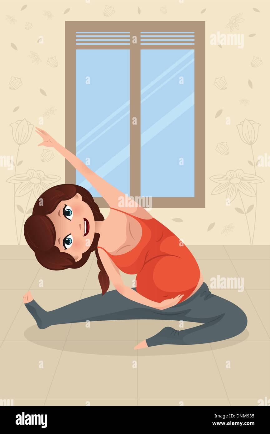 Pregnant exercise vector cartoon hi-res stock photography and images ...