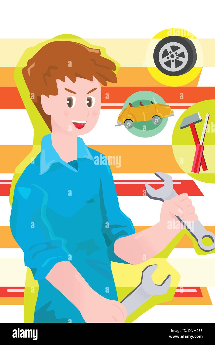 Illustration male repair shop Stock Vector Images - Alamy