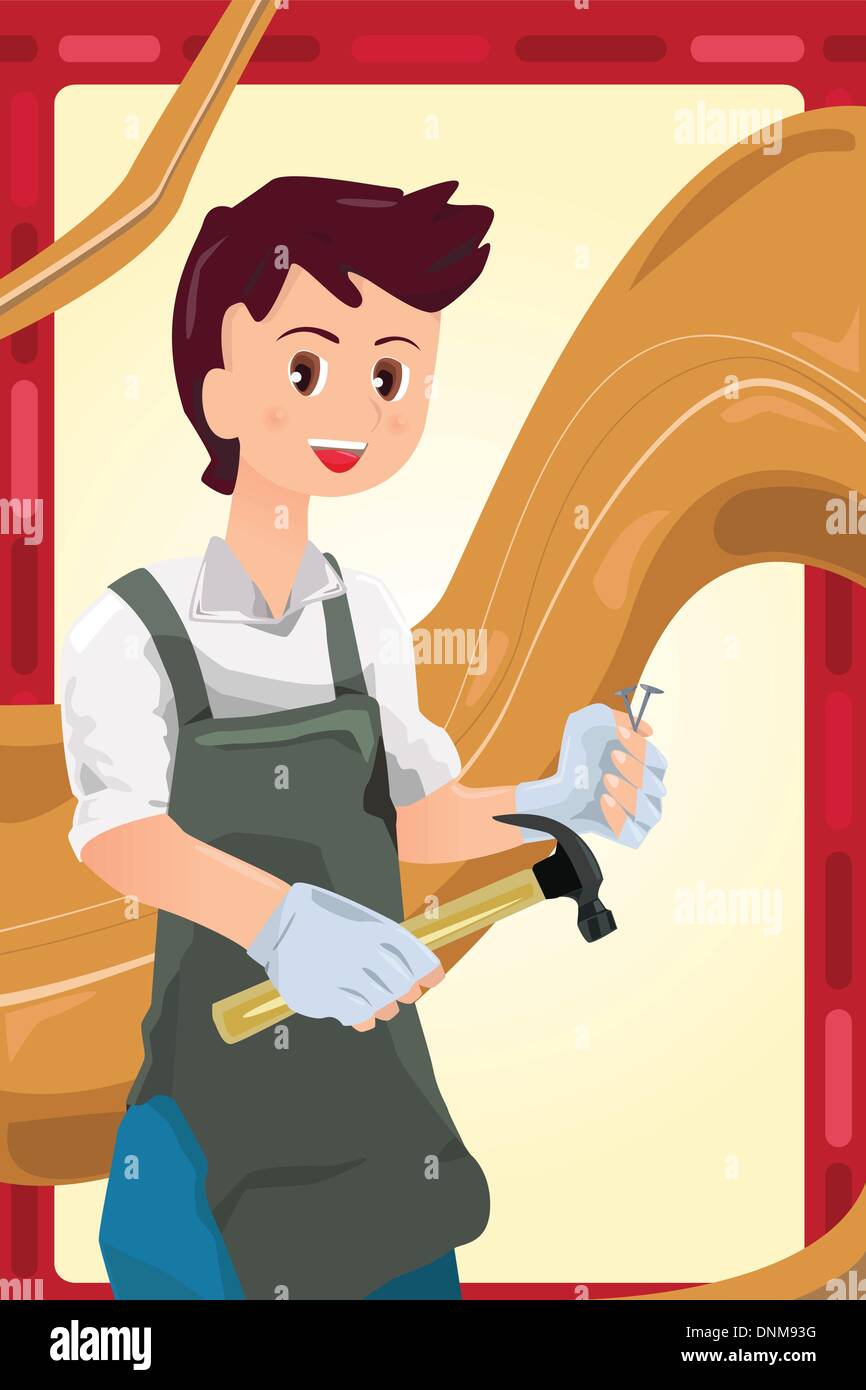 A vector illustration of a working carpenter Stock Vector Image & Art ...