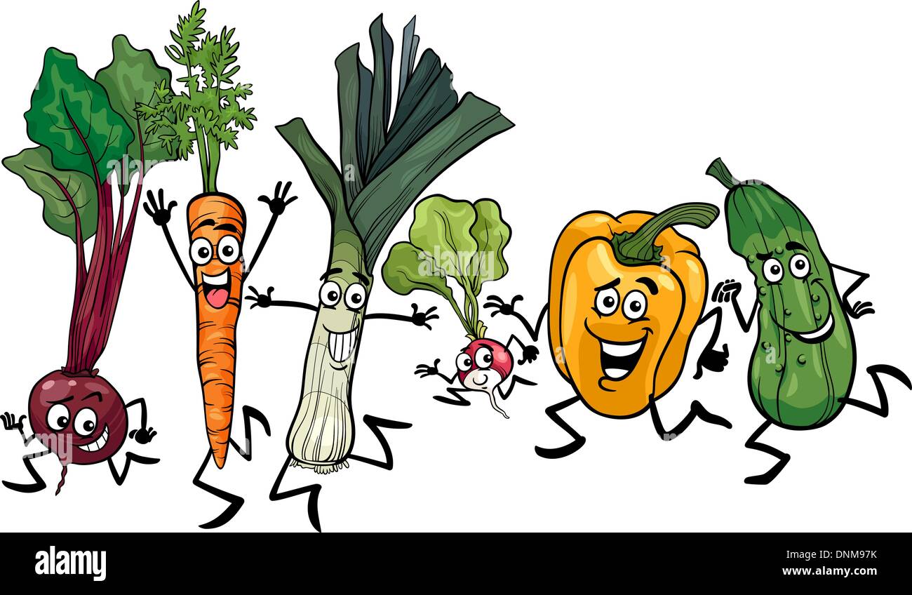 Leek vegetable cartoon illustration Cut Out Stock Images & Pictures - Alamy
