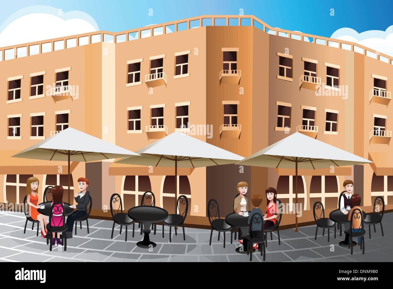 Customers outside cafe Stock Vector Images - Alamy