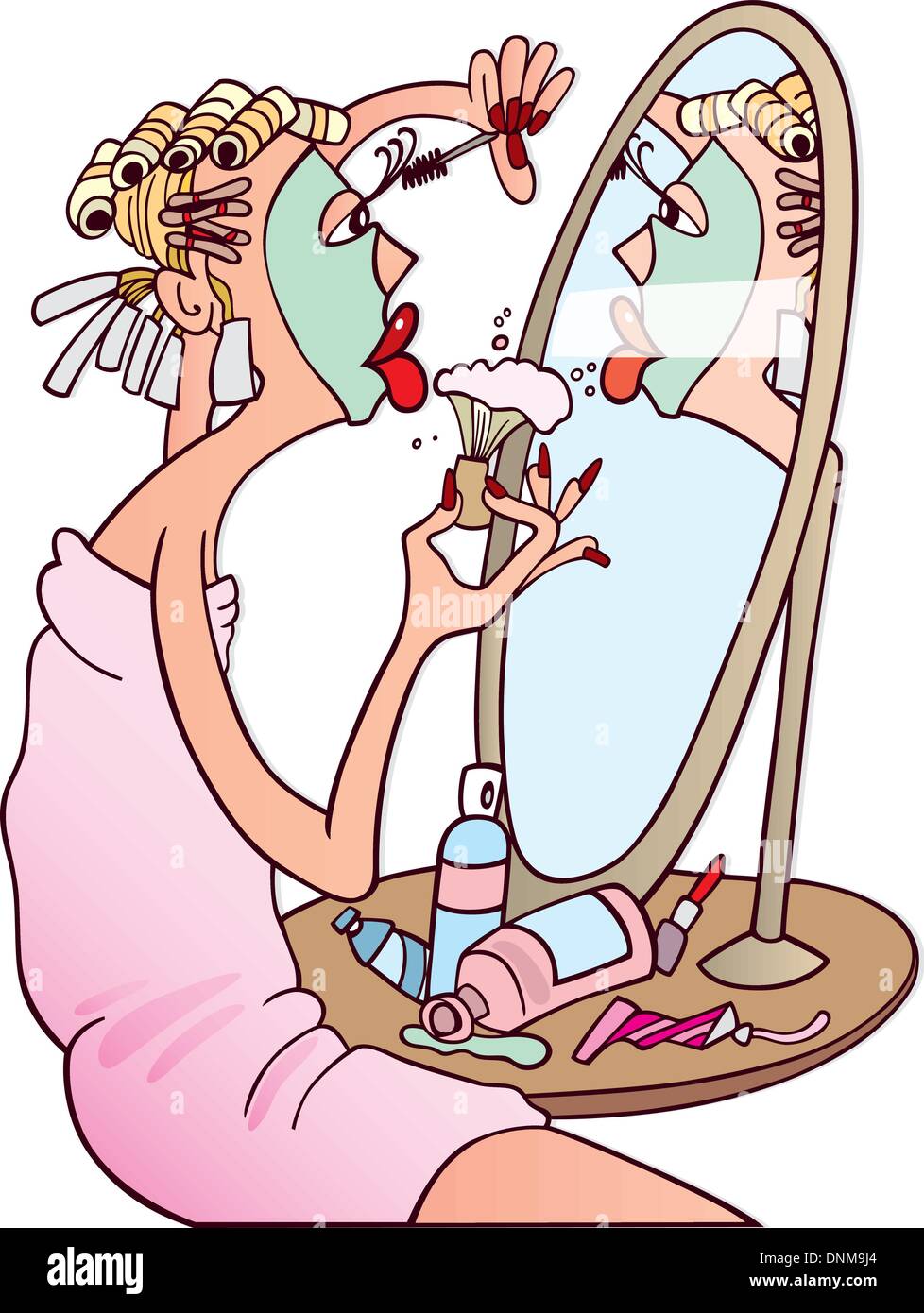 Illustration of woman doing make-up Stock Vector Image & Art - Alamy