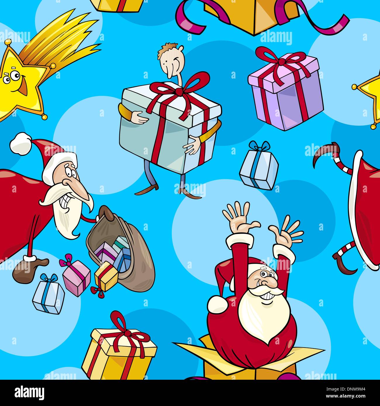 Seamless Pattern Cartoon Illustration of Santa Clauses and other ...