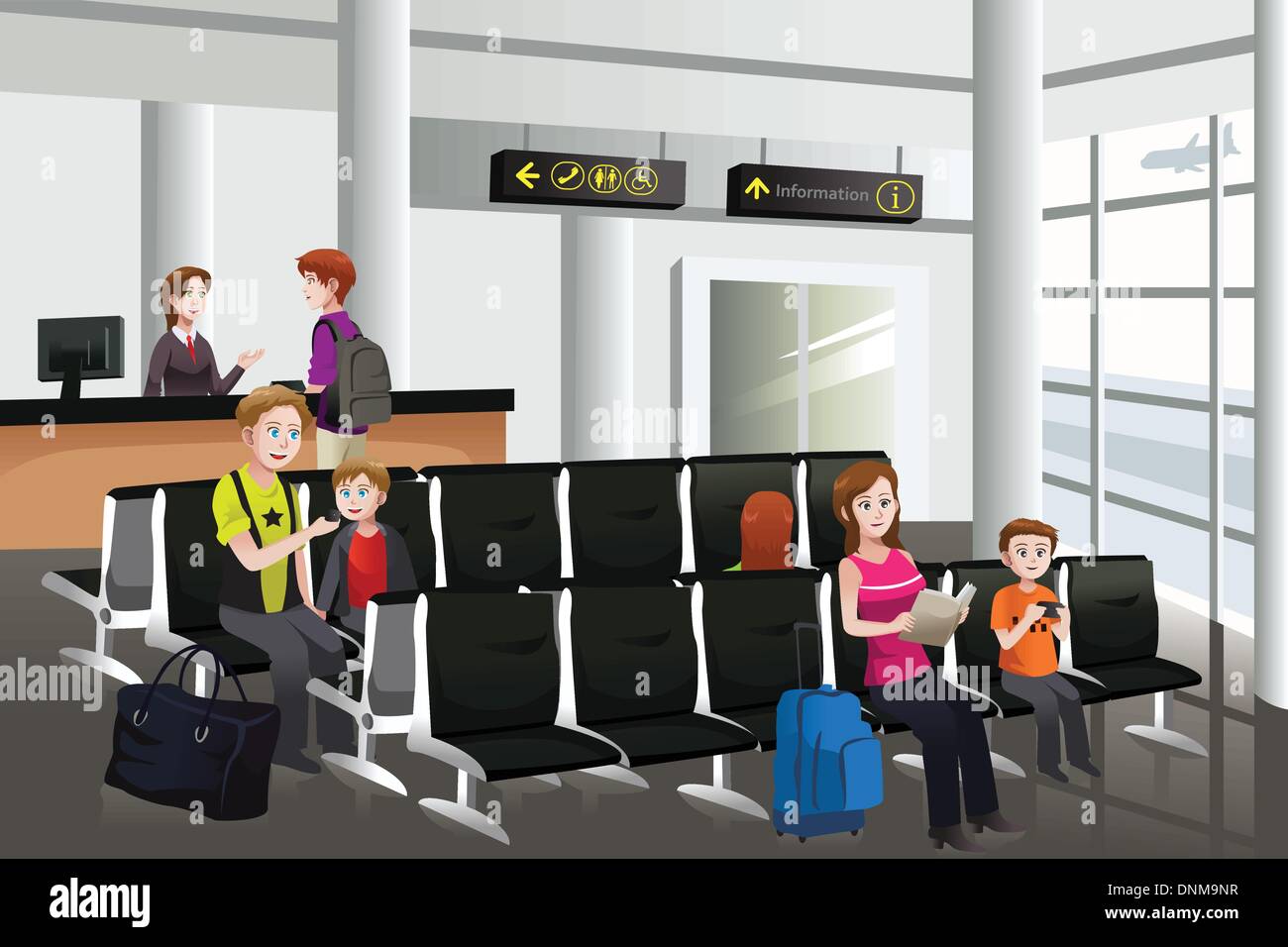 Waiting In Line At The Airport Clipart