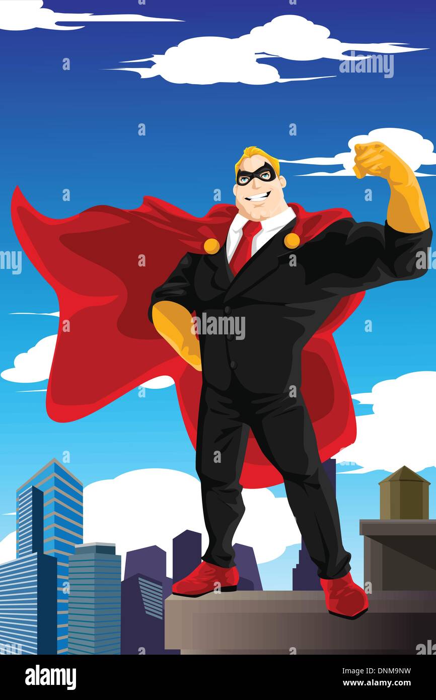 A vector illustration of a superhero businessman wearing a cape ...