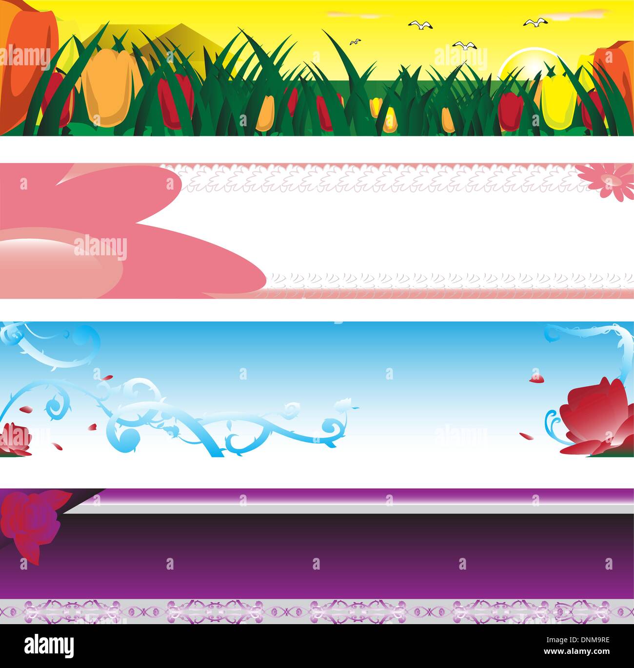 A vector illustration of collection of spring season banners Stock ...