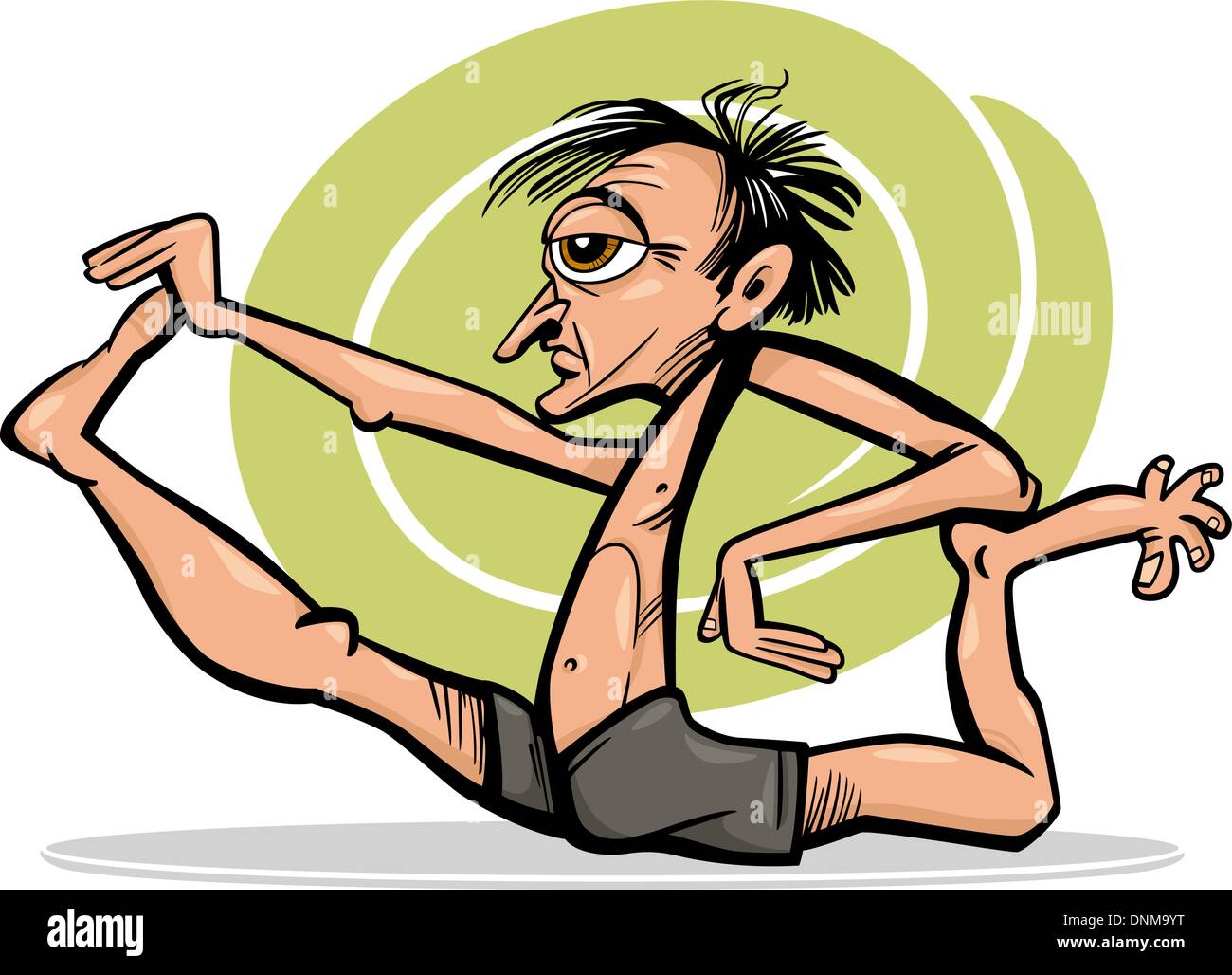 Cartoon Illustration of Man Practicing Yoga Position or Asana Stock ...