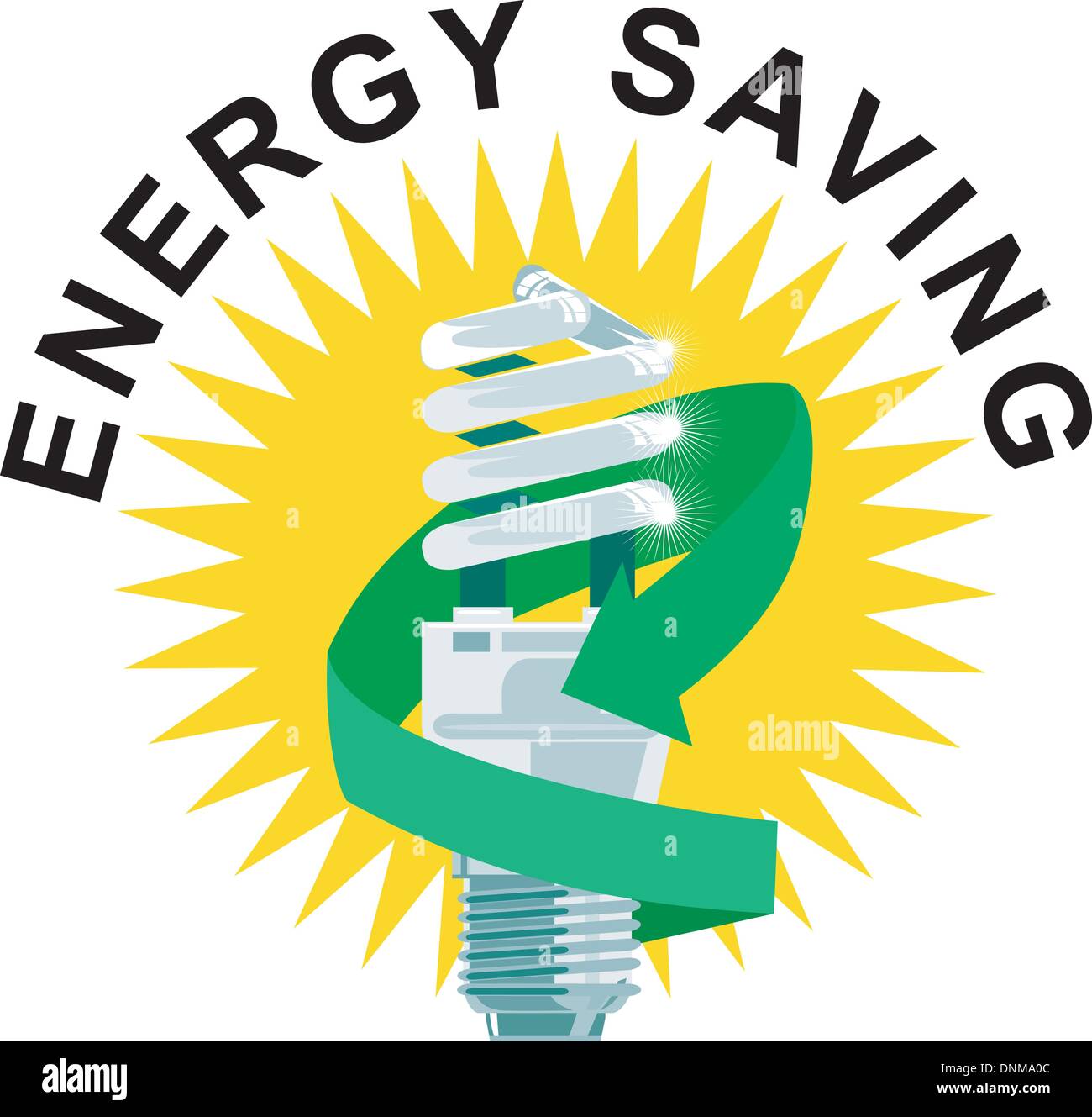Illustration of lightbulb Energy Saving label done in retro style Stock ...