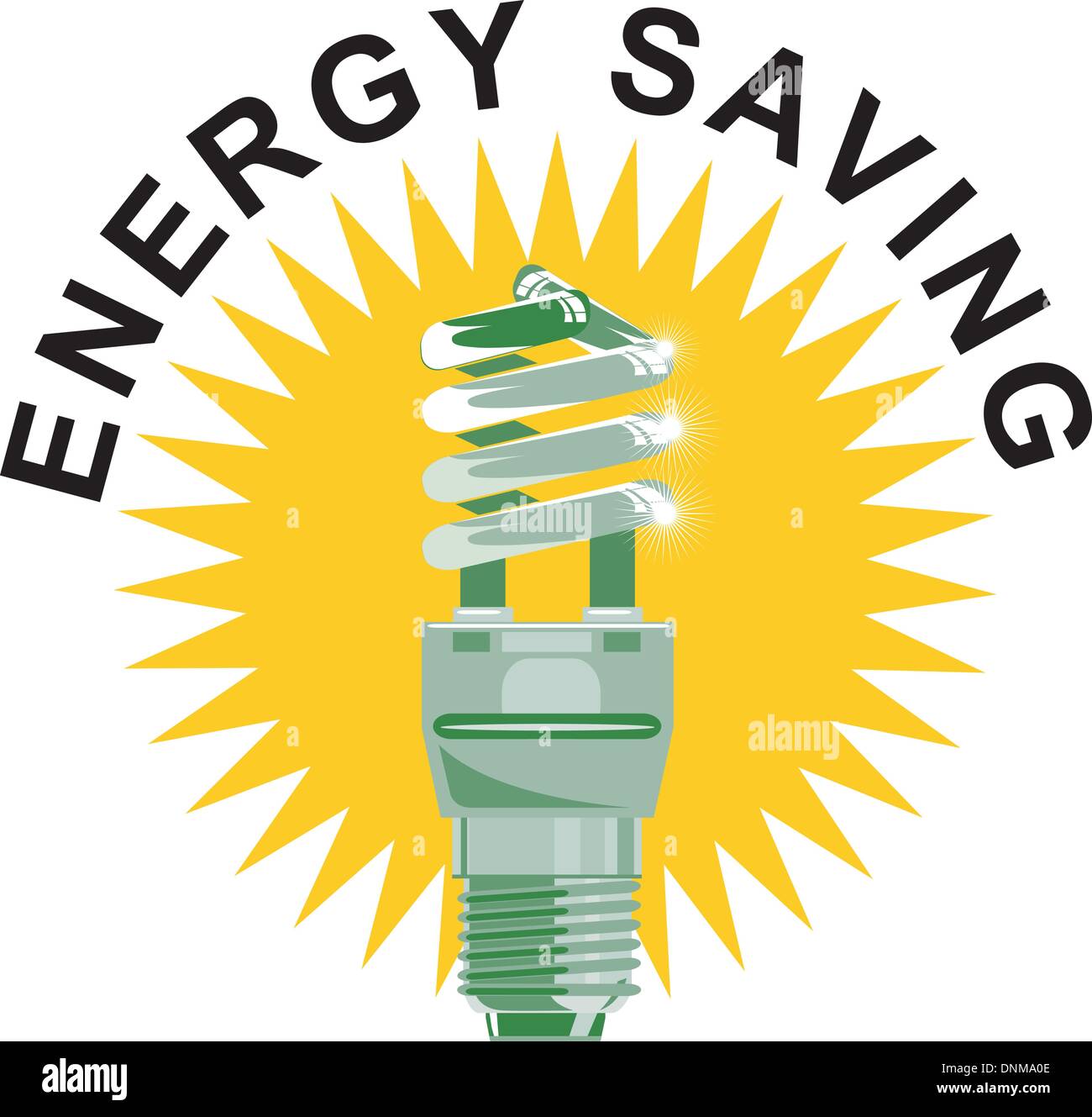 Illustration of lightbulb Energy Saving label done in retro style Stock ...