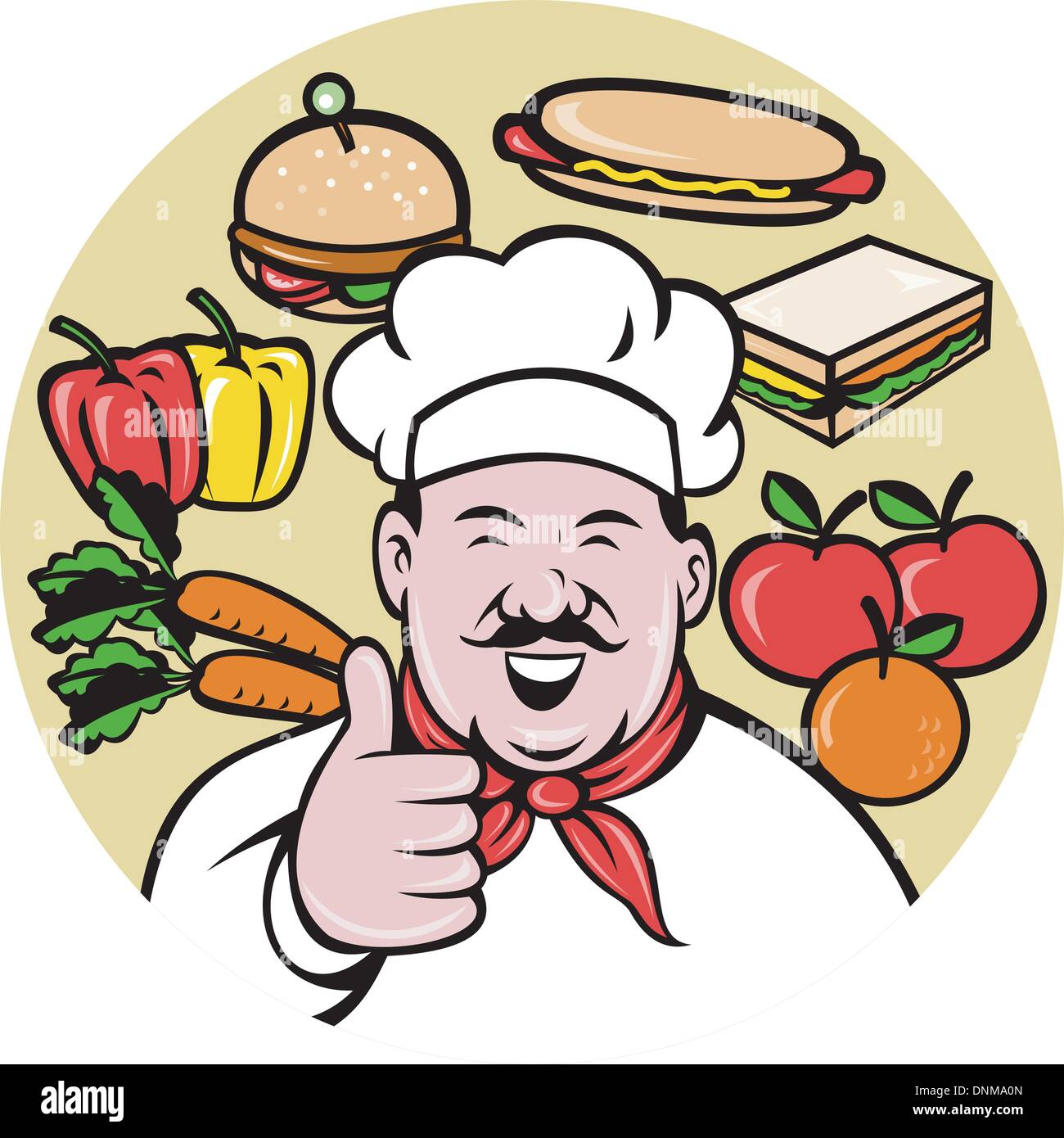 illustration of a Cartoon Chef cook baker with mustache thumbs up ...