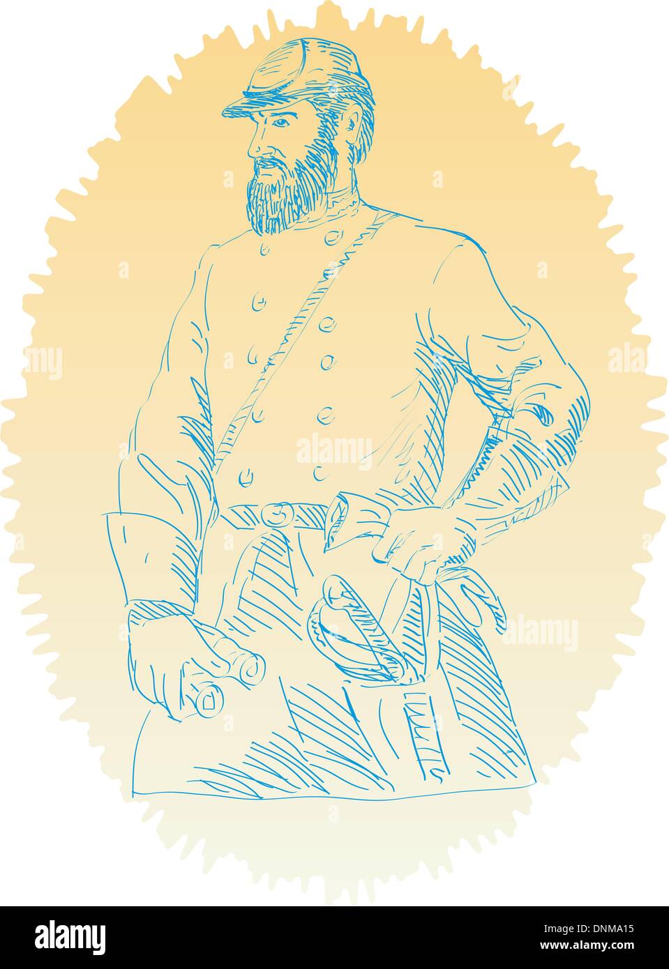 Illustration of an American Civil War Union officer hand drawn and ...