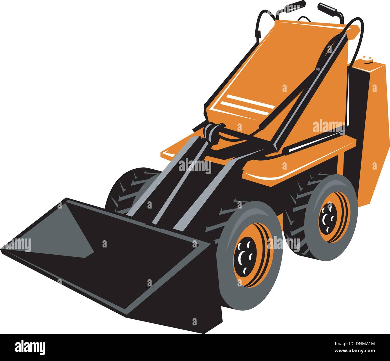 illustration of a compact skid steer isolated on white background retro ...