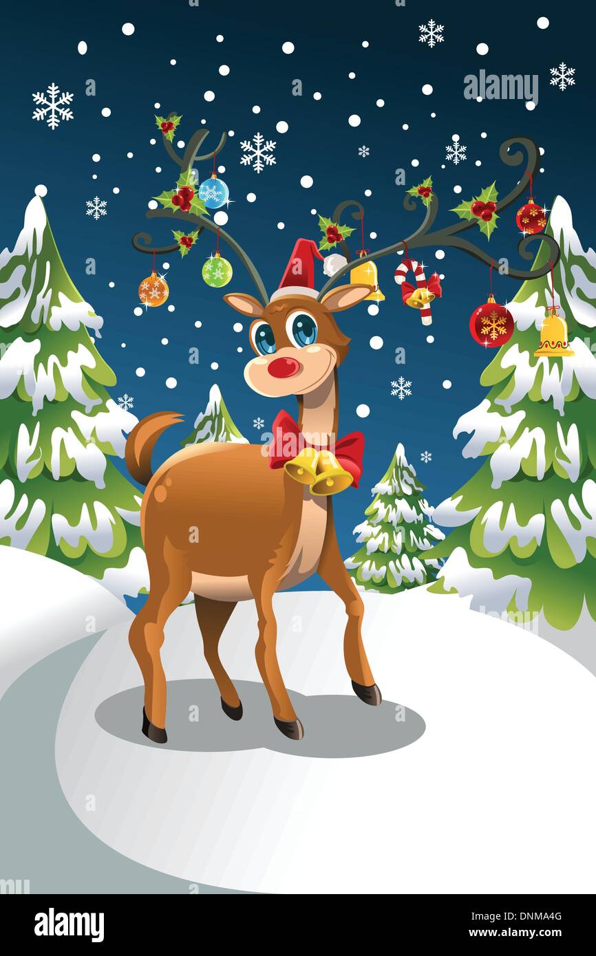 Christmas trees in snow winter Stock Vector Images - Alamy