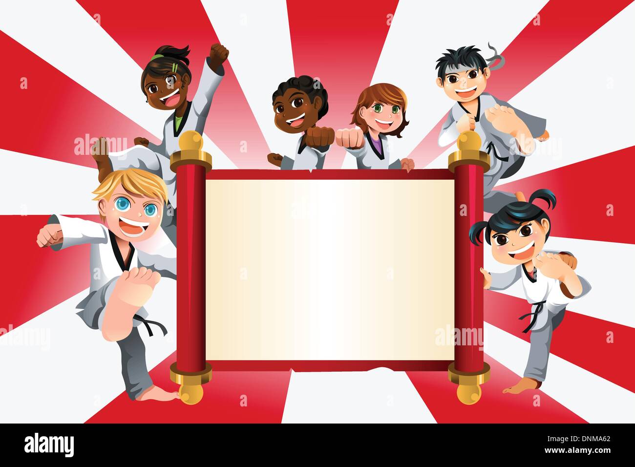 A vector illustration of a banner with kids practicing karate Stock ...