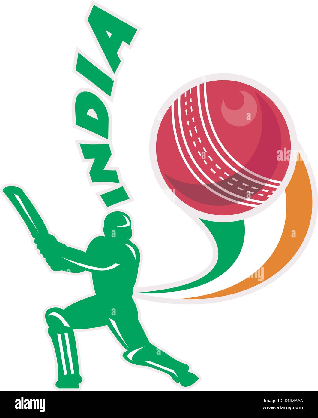 illustration of a cricket batsman silhouette batting front view with ...